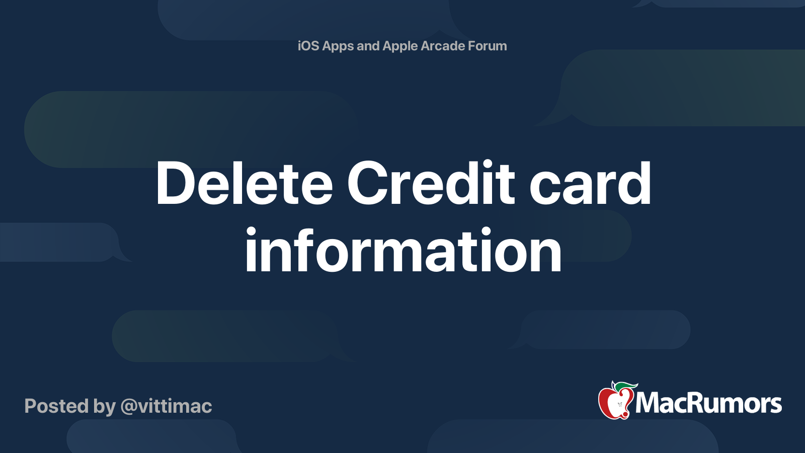 Delete Credit card information | MacRumors Forums
