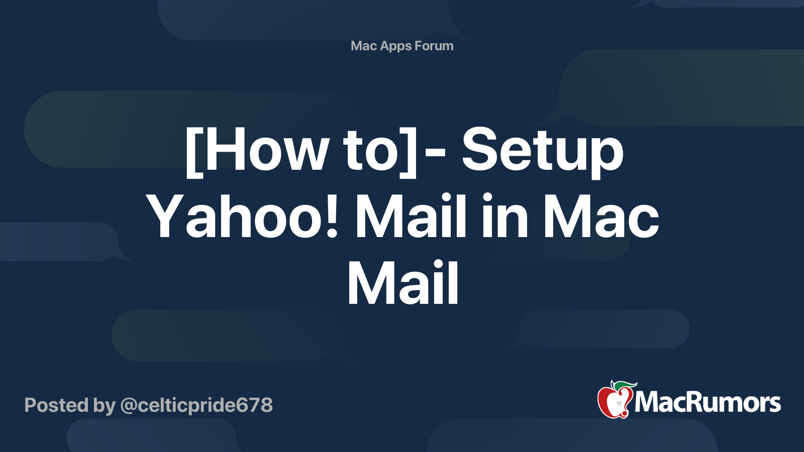 [How to]- Setup Yahoo! Mail in Mac Mail | MacRumors Forums