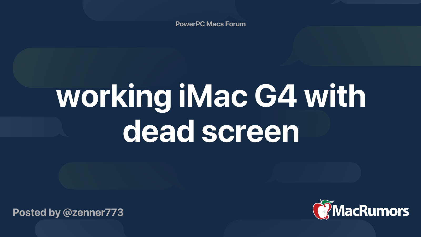working iMac G4 with dead screen | MacRumors Forums