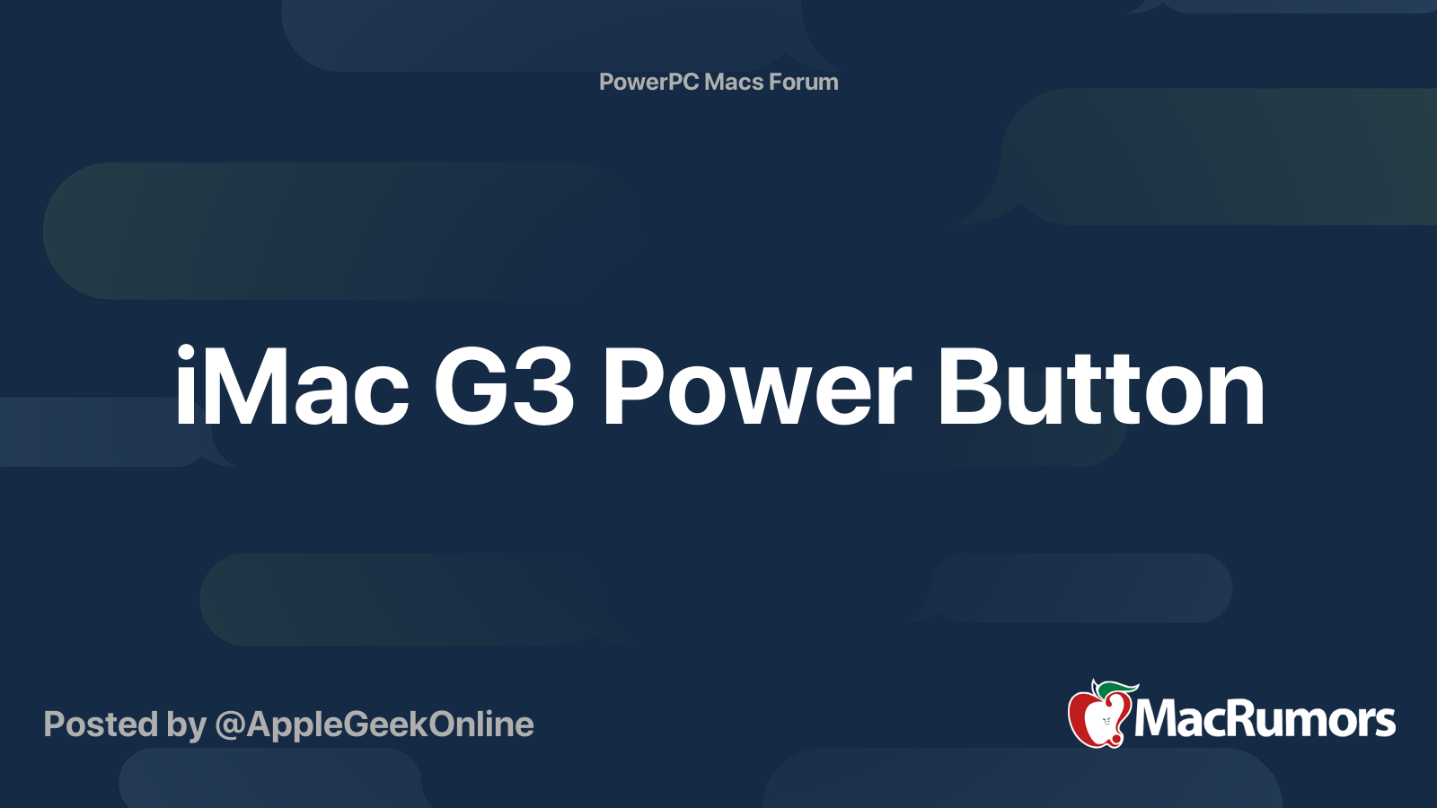 iMac G3 Power Button | MacRumors Forums
