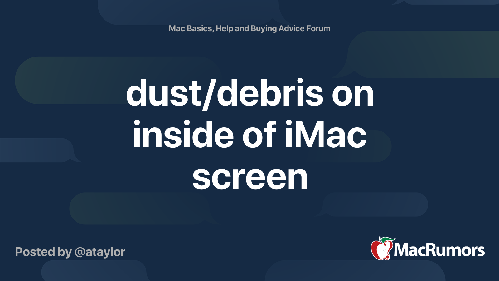 dust/debris on inside of iMac screen | MacRumors Forums