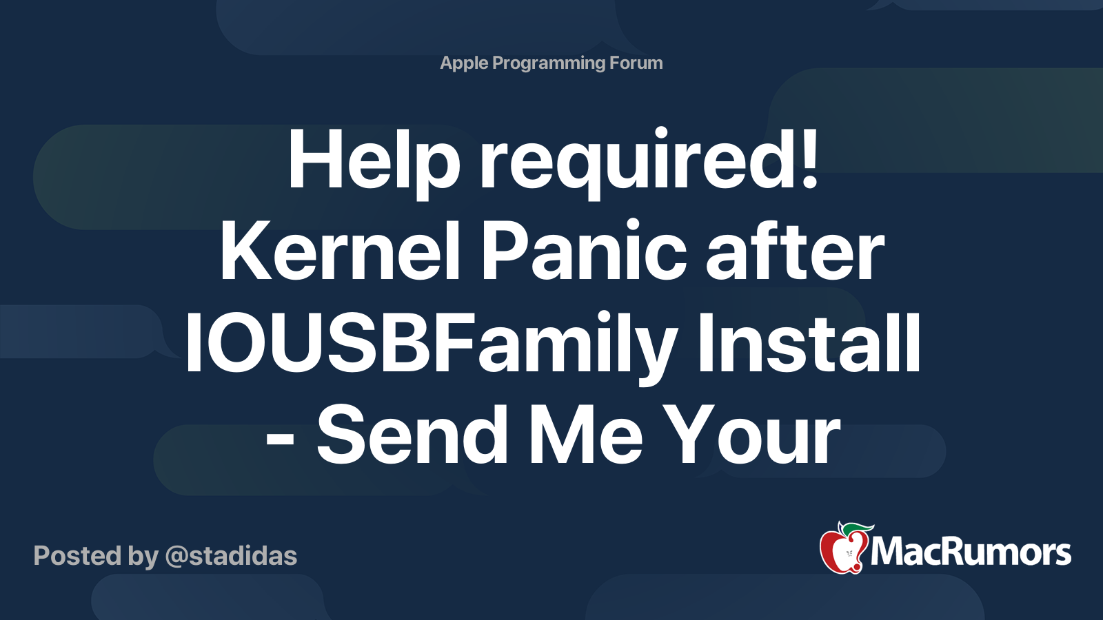 Help required! Kernel Panic after IOUSBFamily Install - Send Me Your IOUSBFamily.kext ...