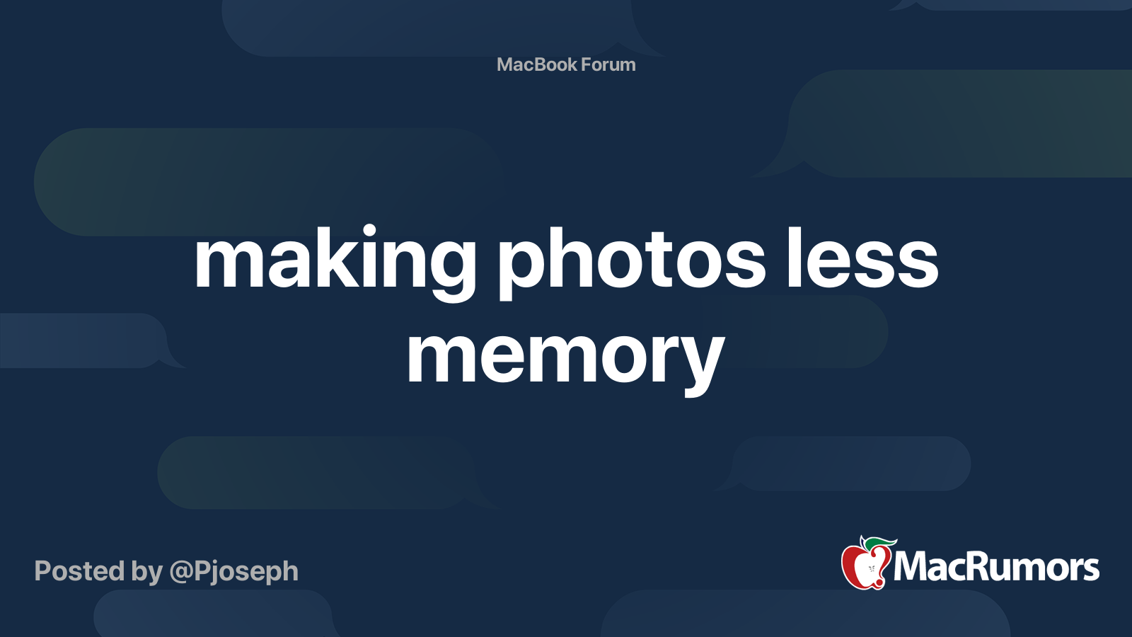 making photos less memory | MacRumors Forums