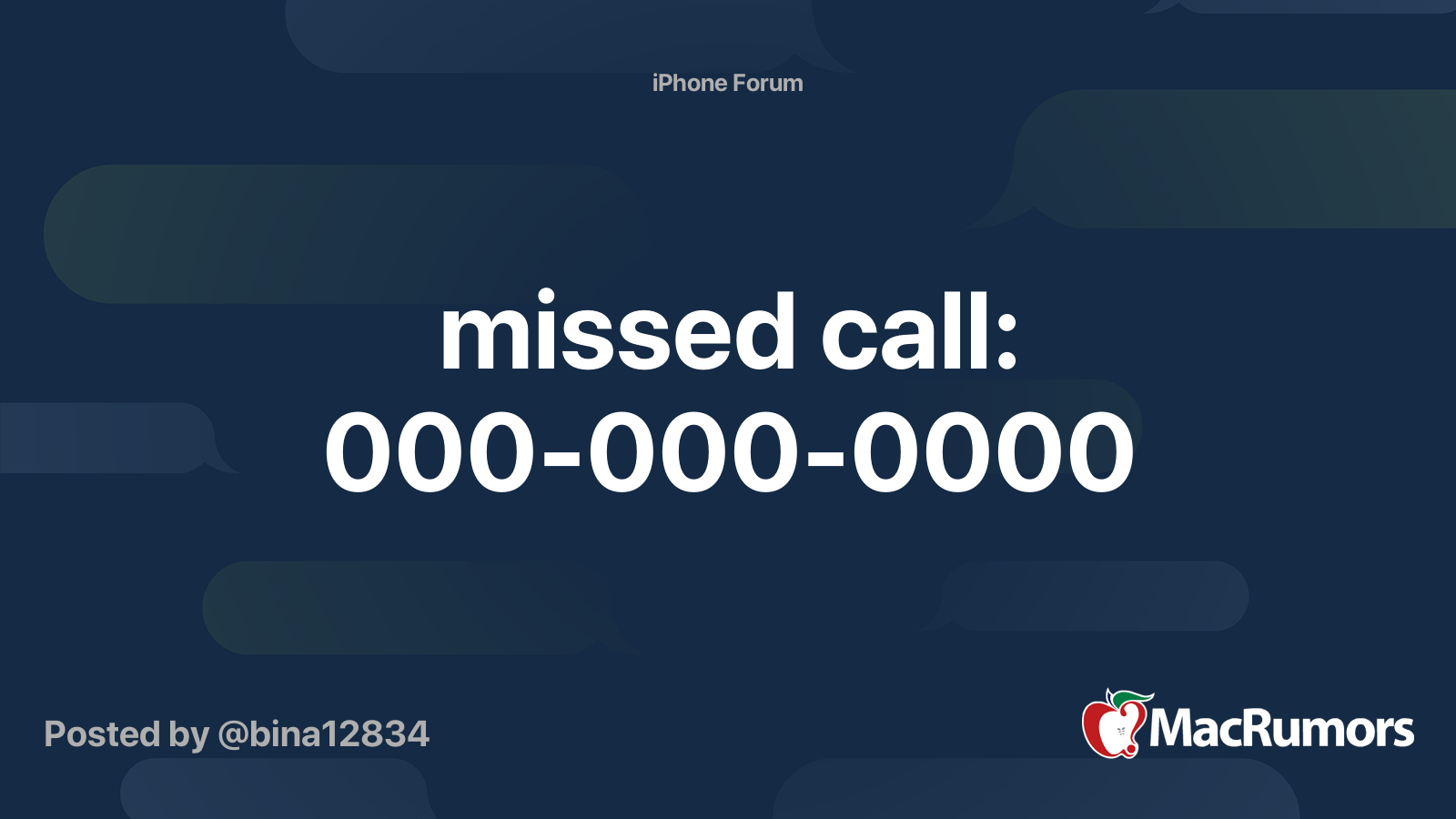 missed call: 000-000-0000 | MacRumors Forums
