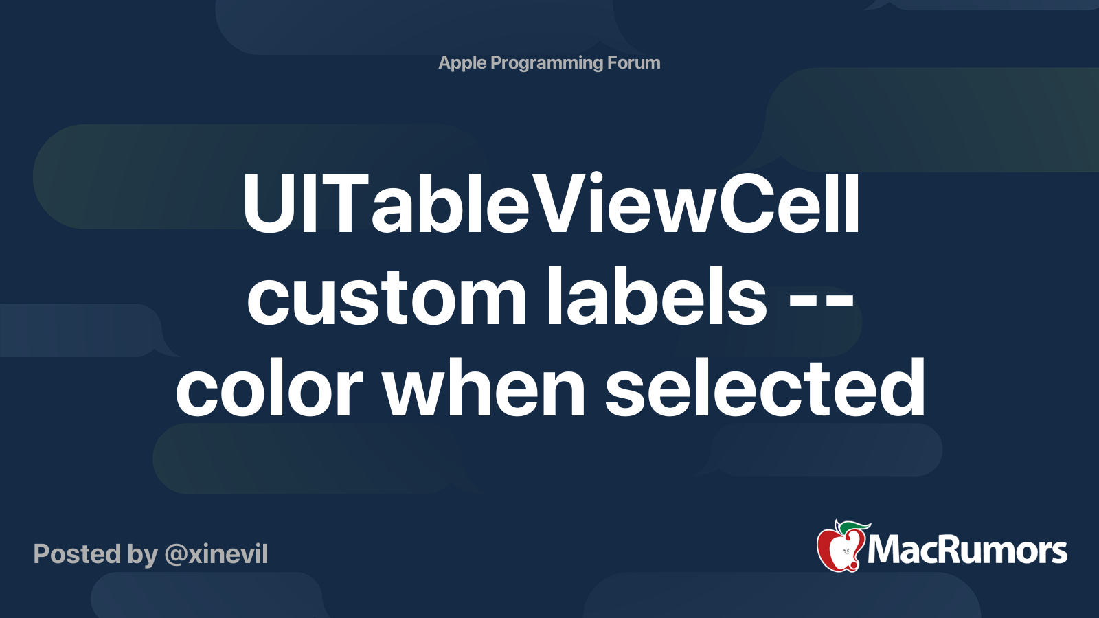 Uitableviewcell Custom Labels Color When Selected Macrumors Forums