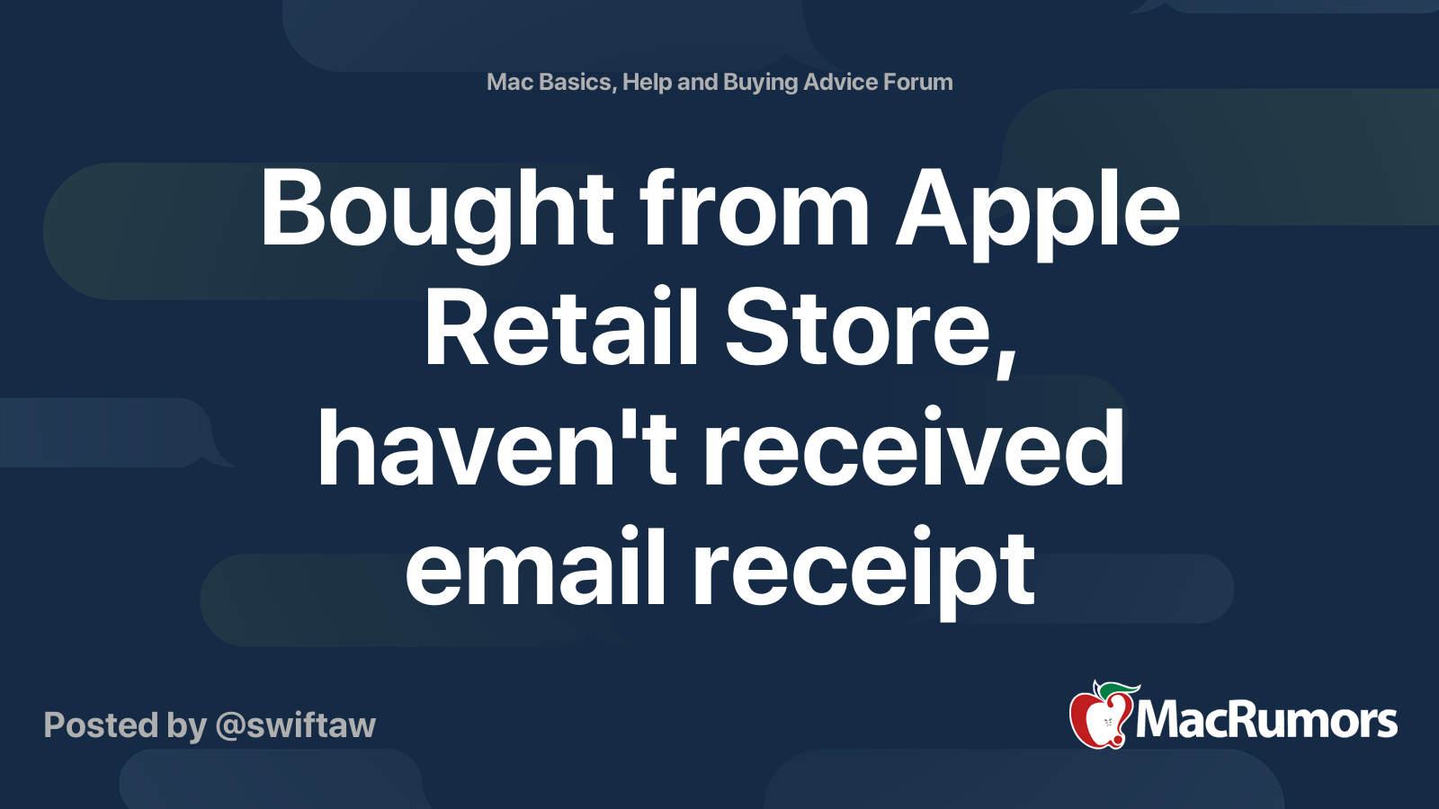 Bought from Apple Retail Store, haven't received email receipt | MacRumors Forums