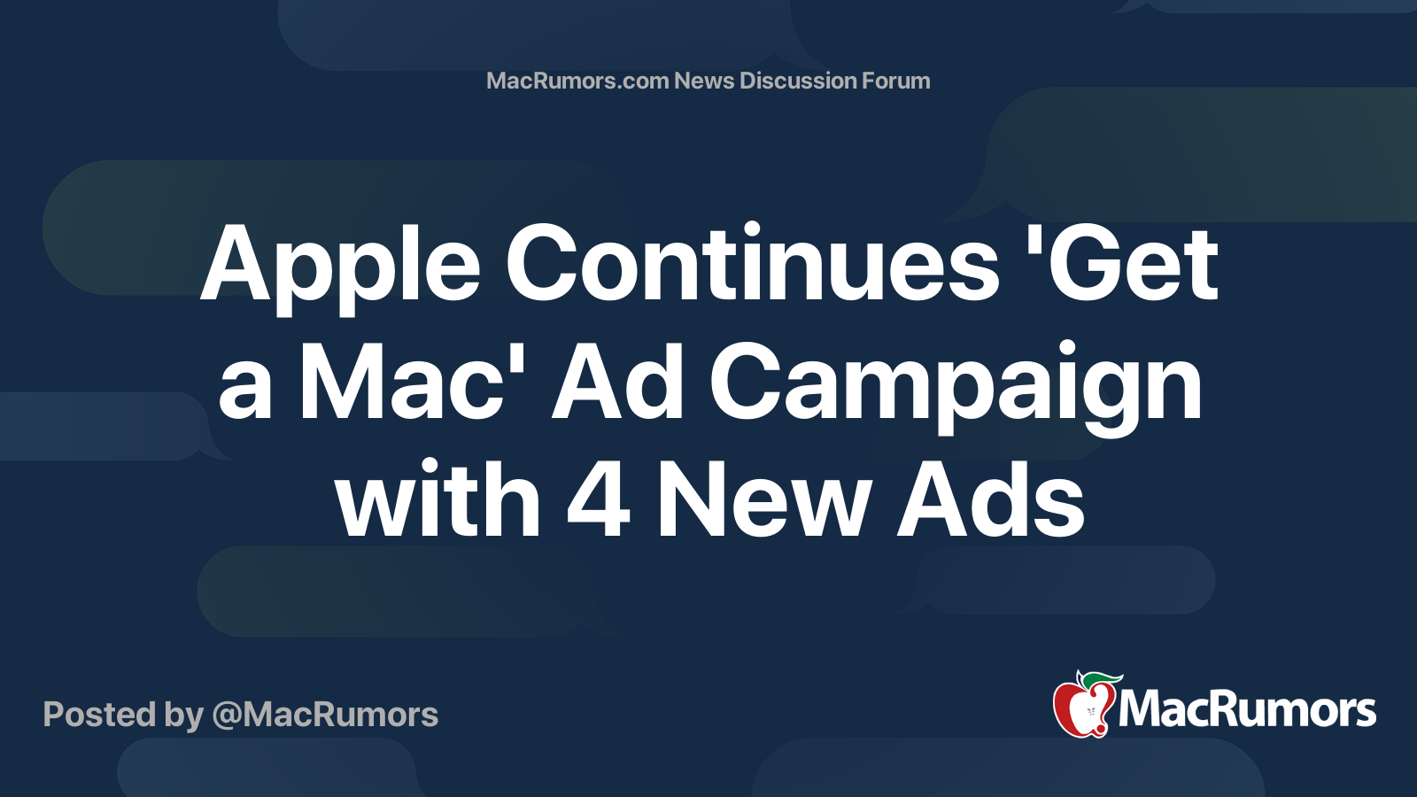 Apple Continues 'Get a Mac' Ad Campaign with 4 New Ads | MacRumors Forums