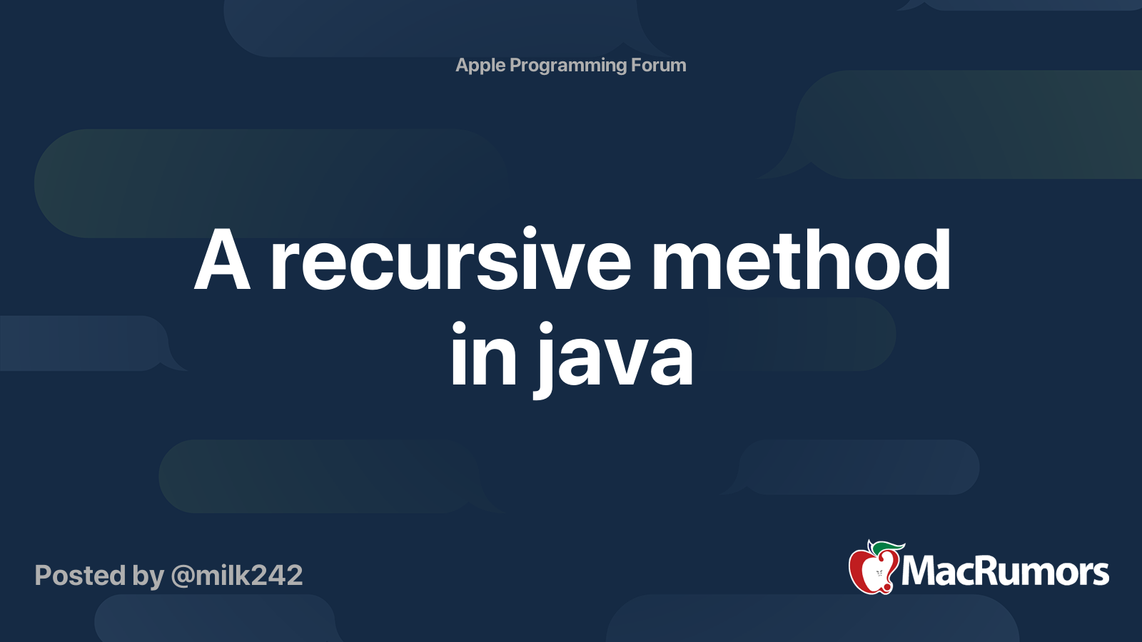 A recursive method in java | MacRumors Forums