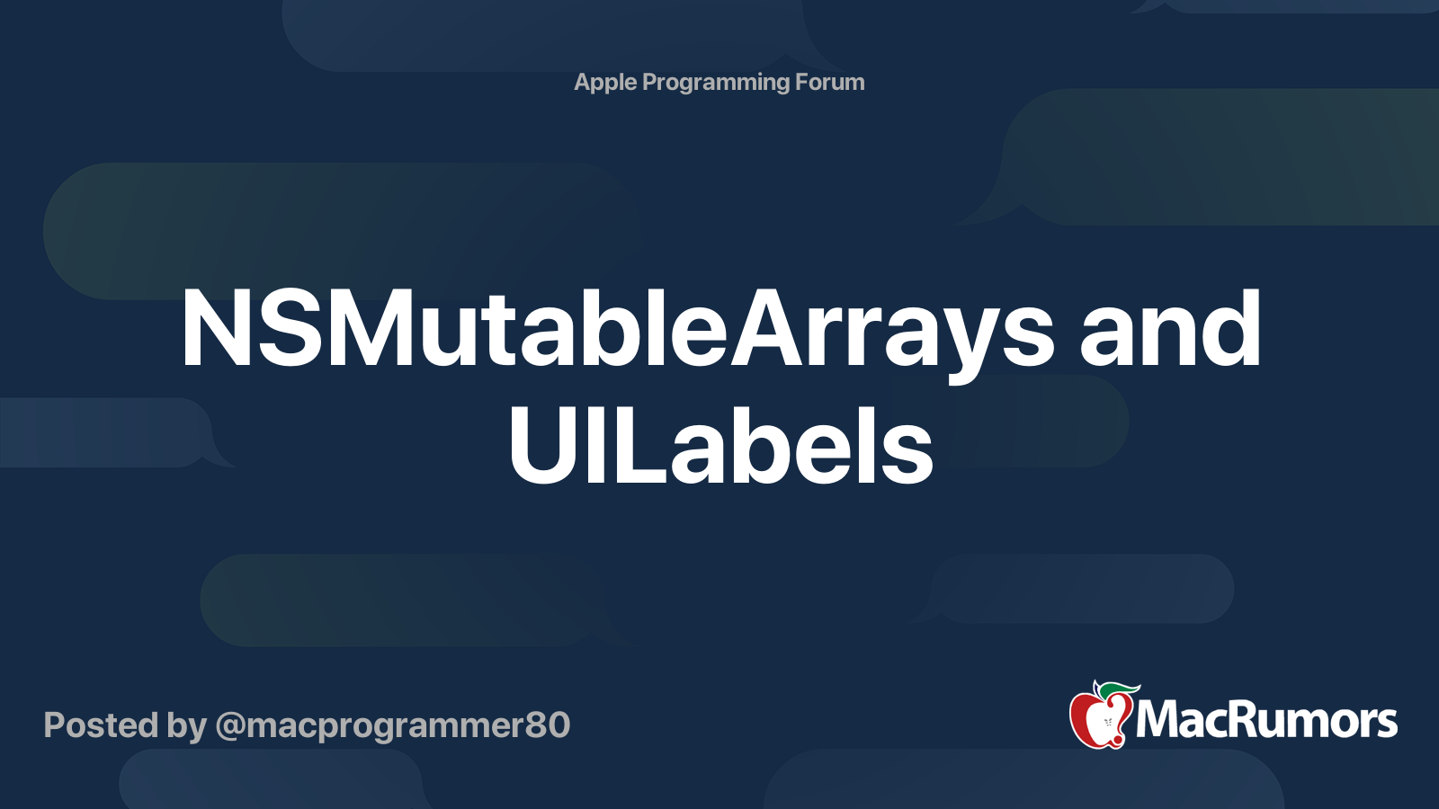 NSMutableArrays and UILabels | MacRumors Forums