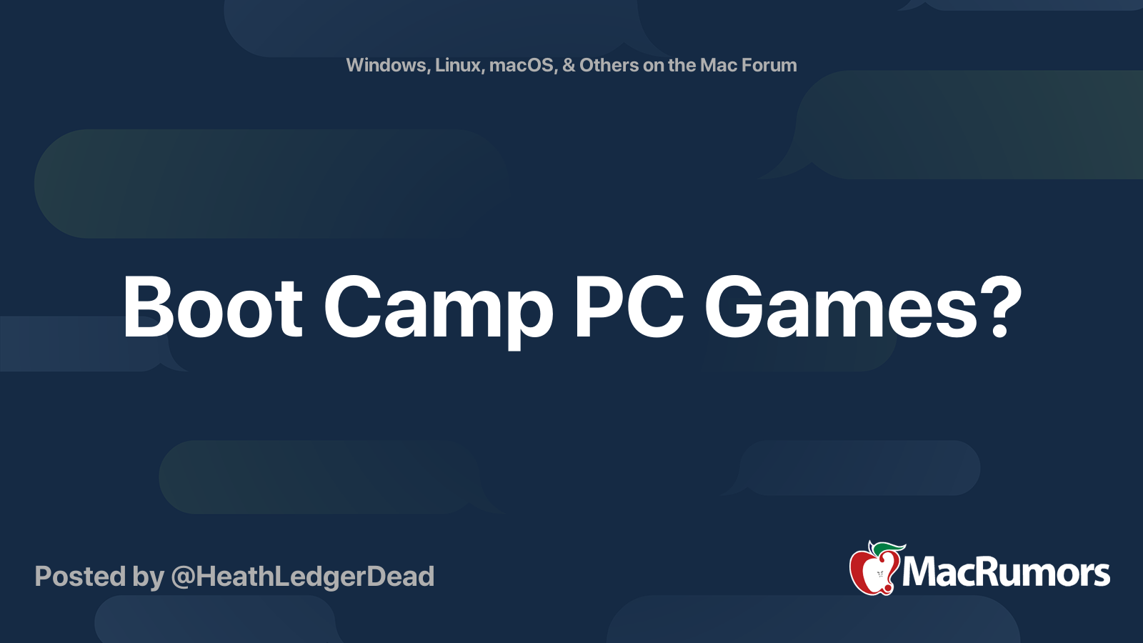 Boot Camp PC Games? | MacRumors Forums