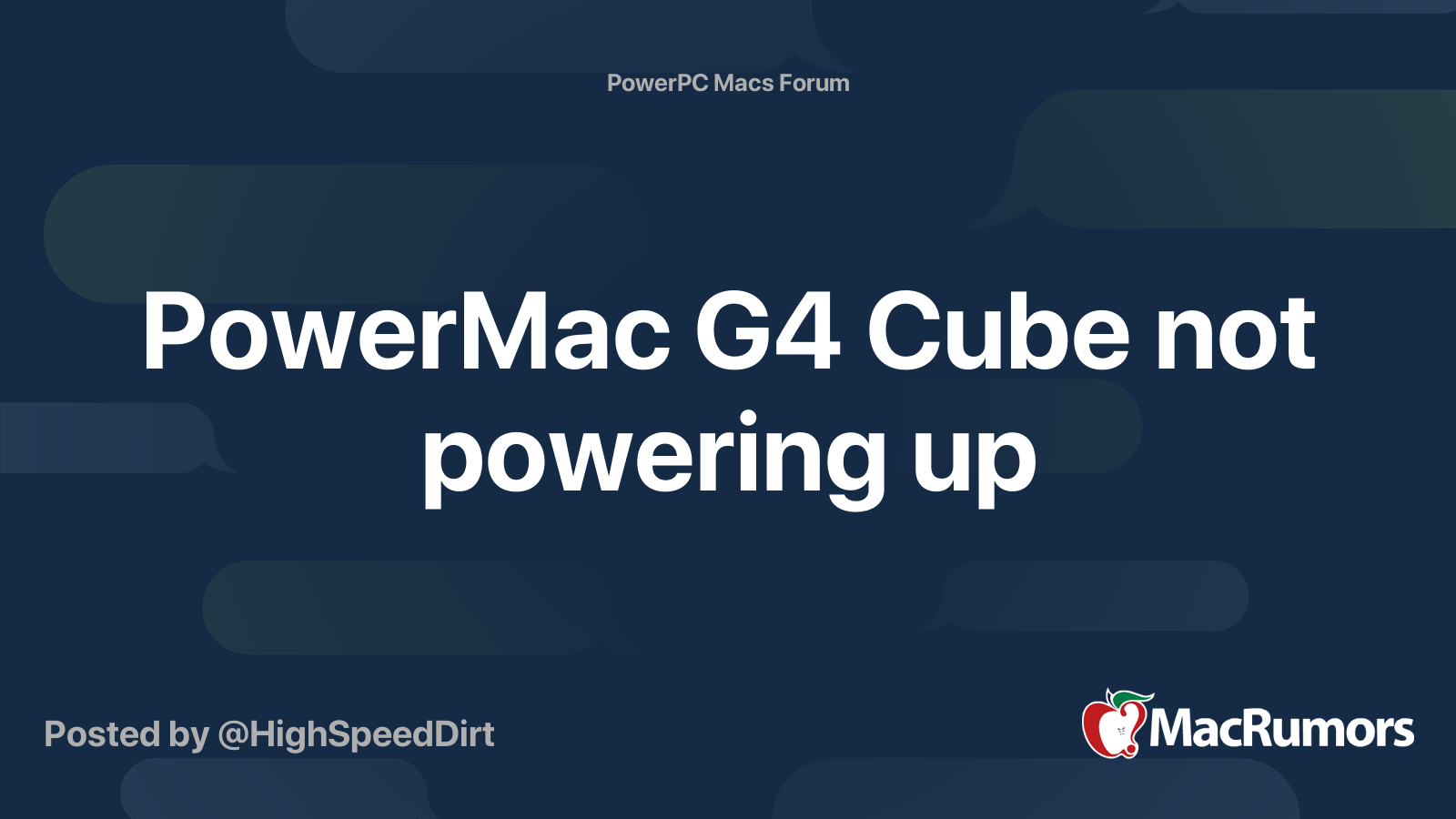 PowerMac G4 Cube not powering up | MacRumors Forums