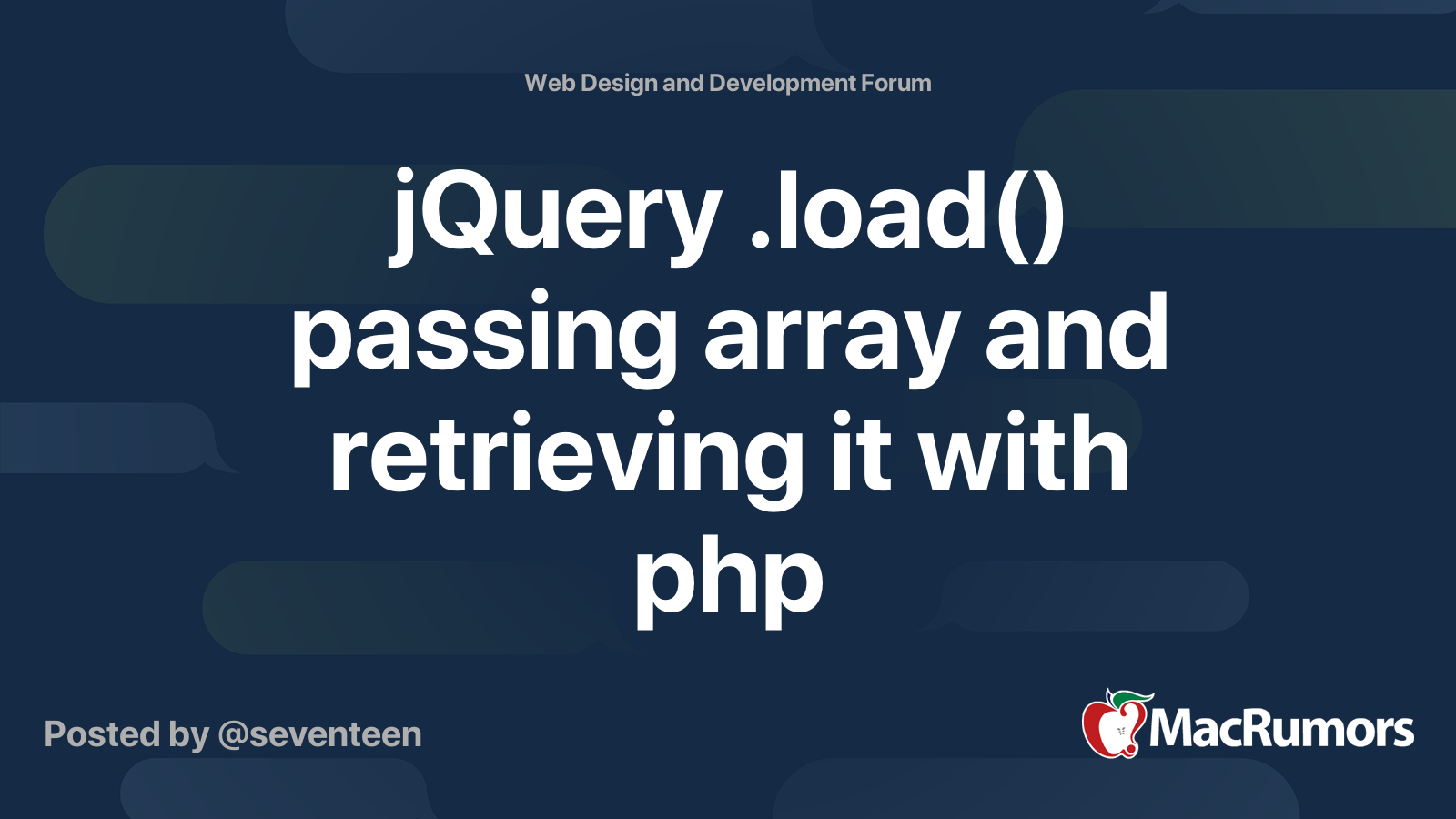 Jquery Load Passing Array And Retrieving It With Php Macrumors Forums