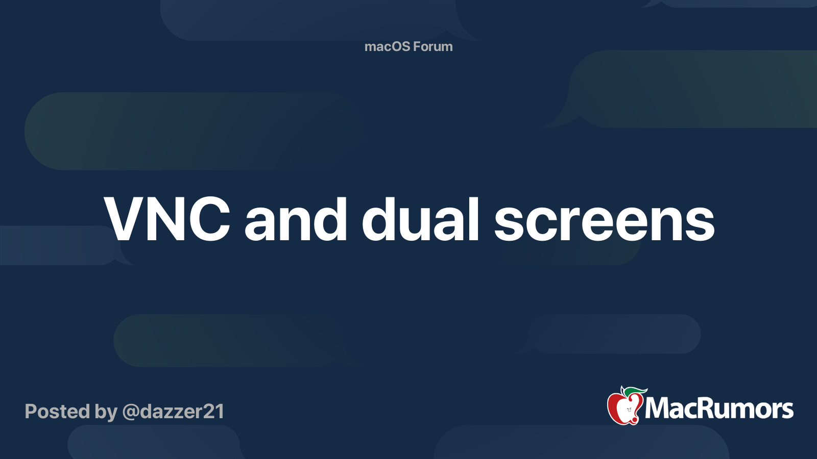 VNC and dual screens | MacRumors Forums