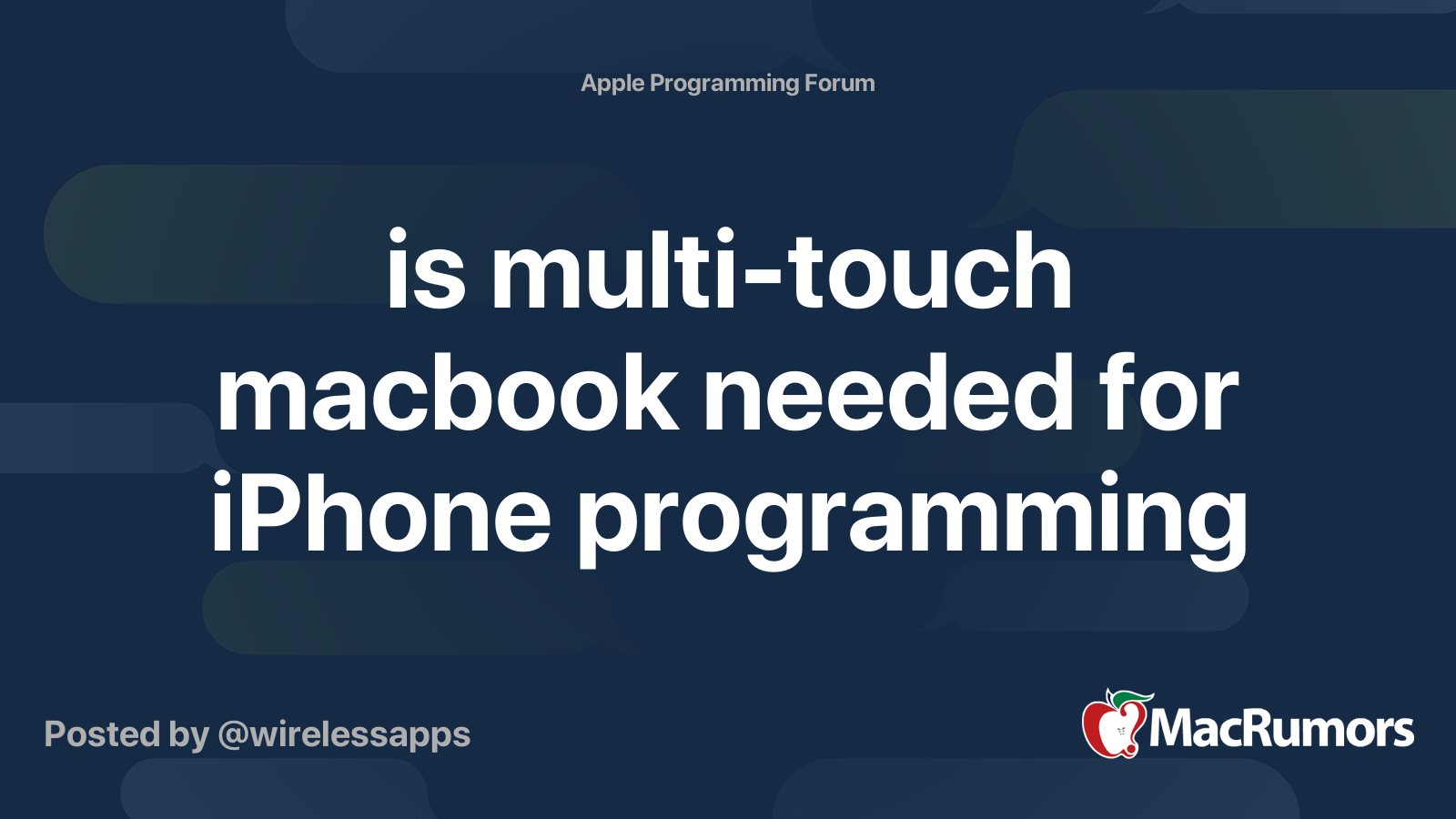 is multi-touch macbook needed for iPhone programming | MacRumors Forums