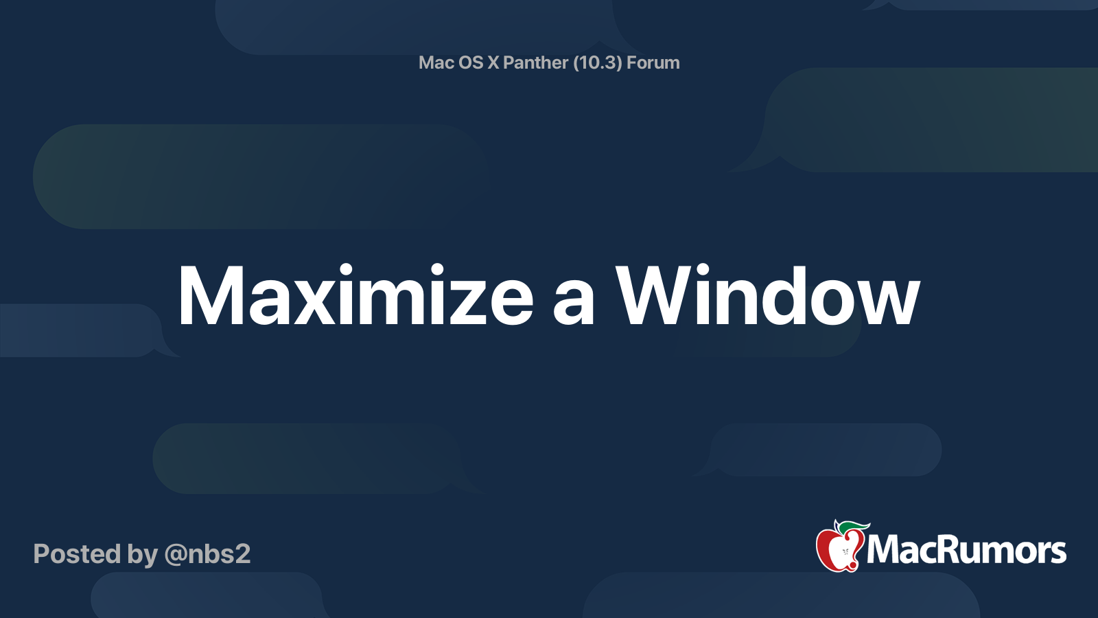 Maximize a Window | MacRumors Forums