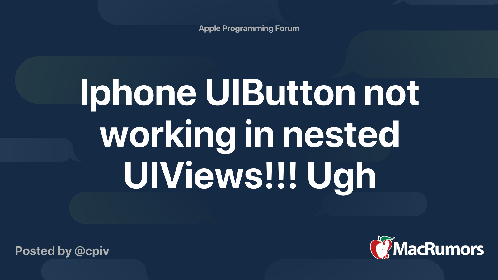 Iphone Uibutton Not Working In Nested Uiviews Ugh Macrumors Forums