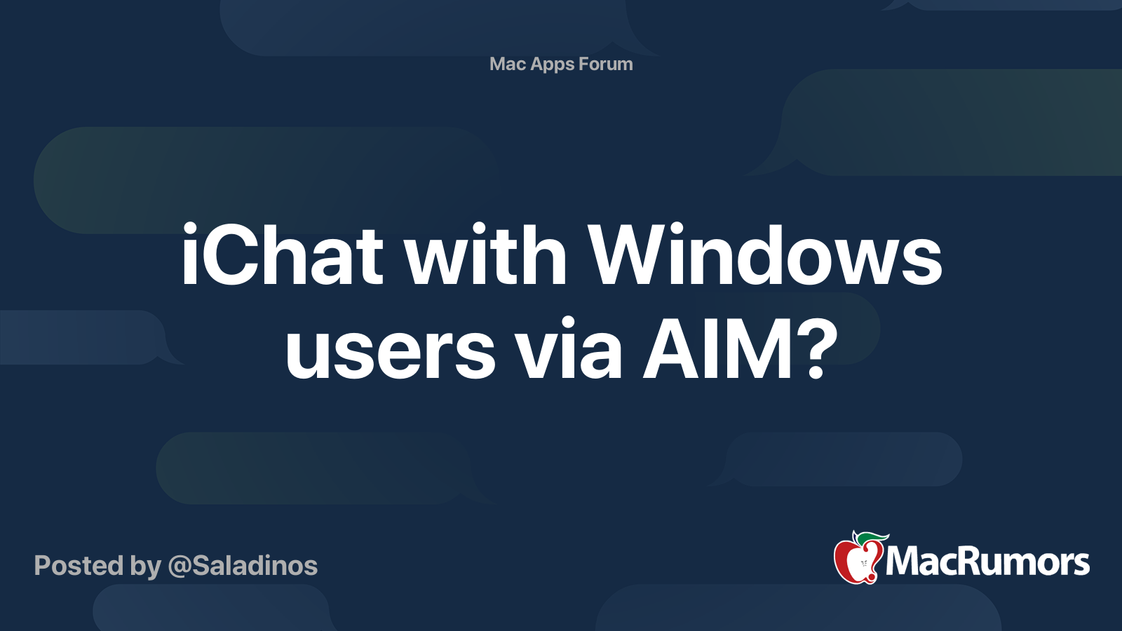 iChat with Windows users via AIM? | MacRumors Forums