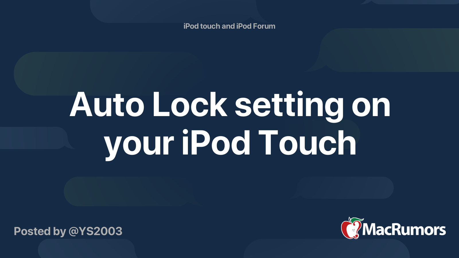 Auto Lock setting on your iPod Touch | MacRumors Forums