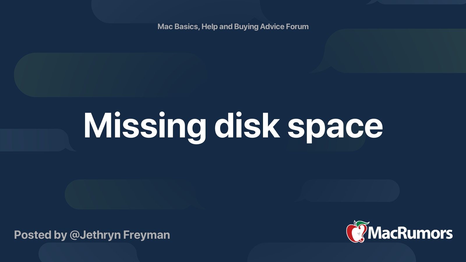 Missing disk space | MacRumors Forums