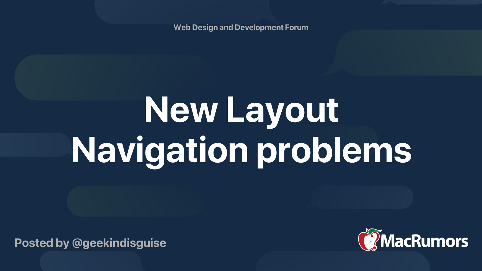 New Layout Navigation problems | MacRumors Forums