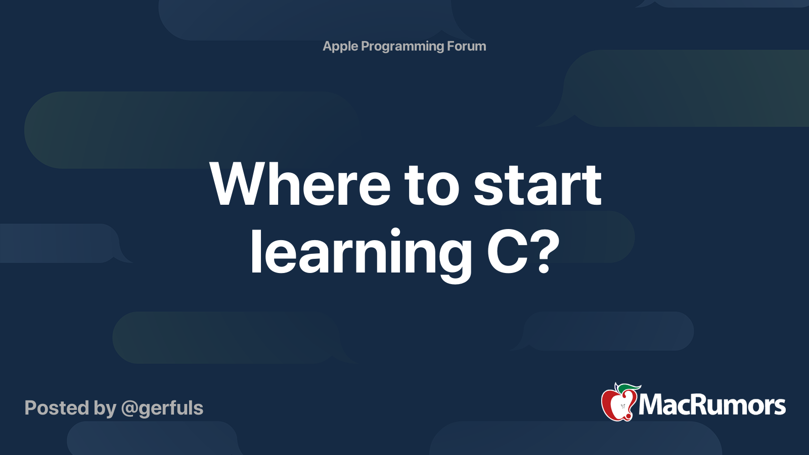 Where to start learning C? | MacRumors Forums