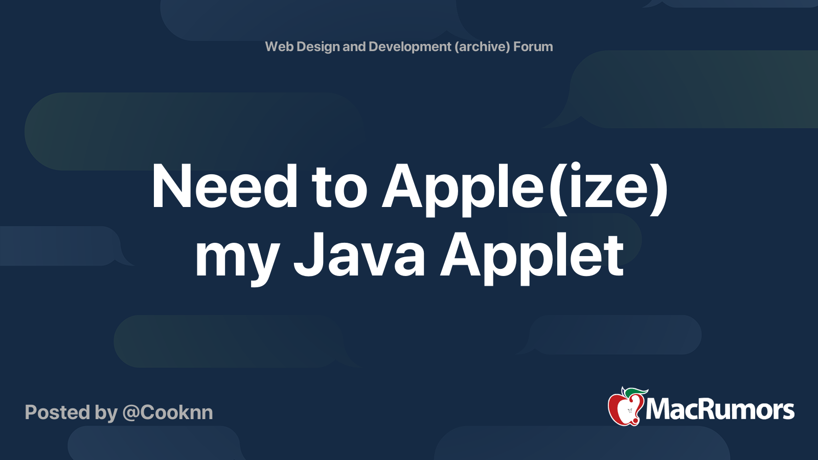 Need to Apple(ize) my Java Applet | MacRumors Forums