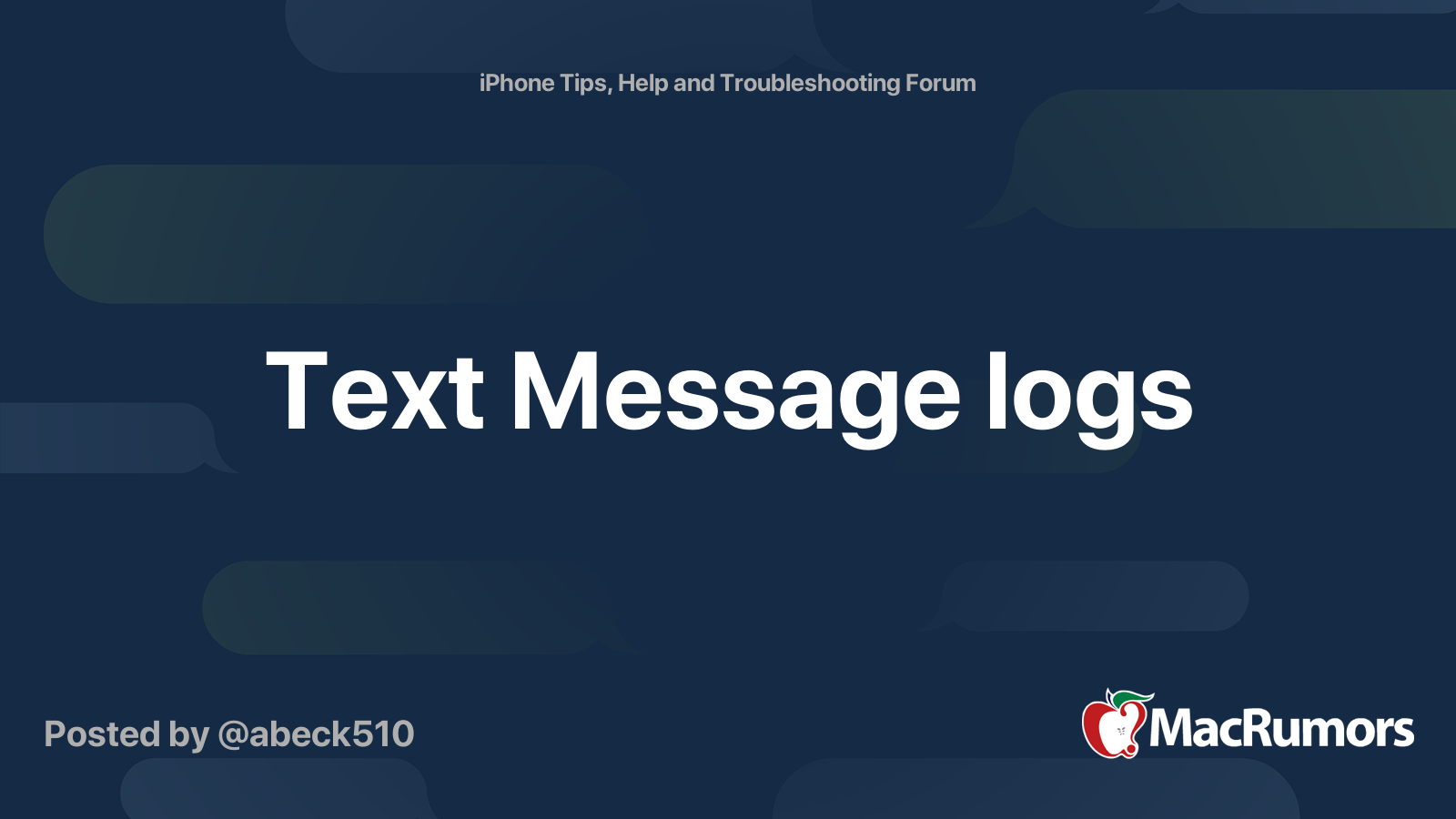 Text Message logs | MacRumors Forums