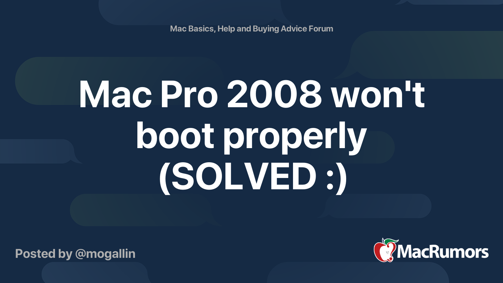 Mac Pro 2008 won't boot properly (SOLVED :) | MacRumors Forums