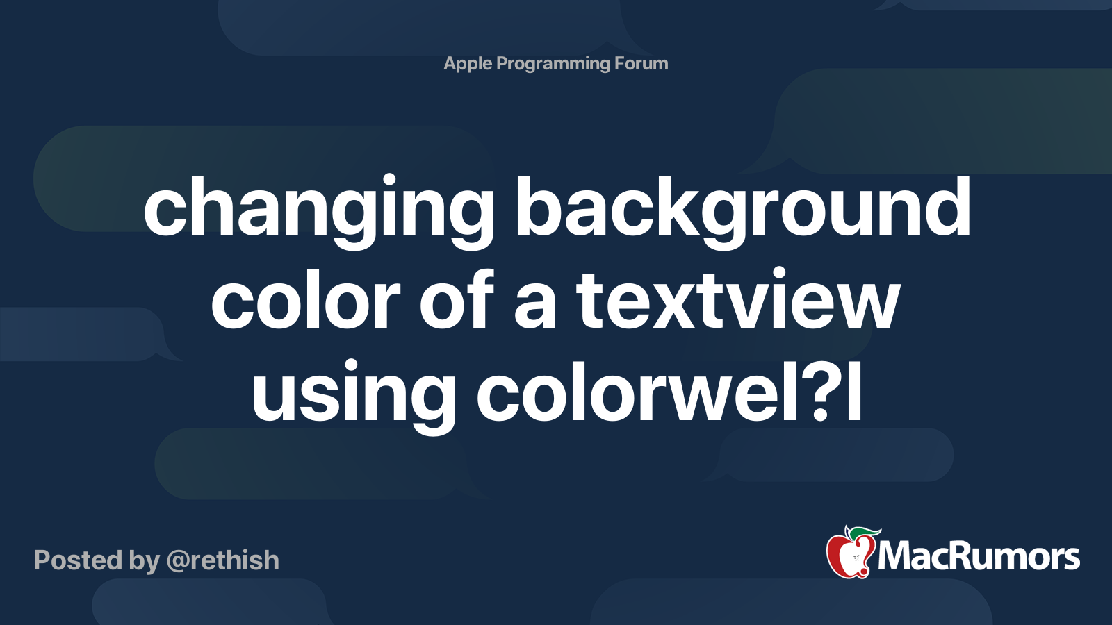 changing background color of a textview using colorwel?l | MacRumors Forums