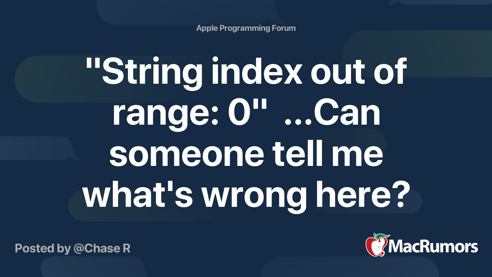 String Index Out Of Range 0 Can Someone Tell Me Whats Wrong Here Java Macrumors Forums