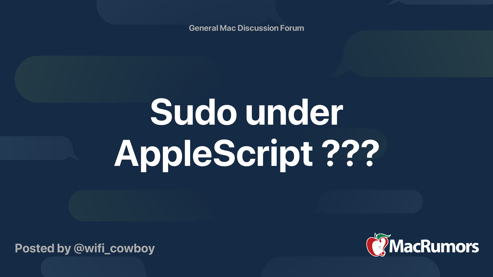 Sudo under AppleScript ??? | MacRumors Forums