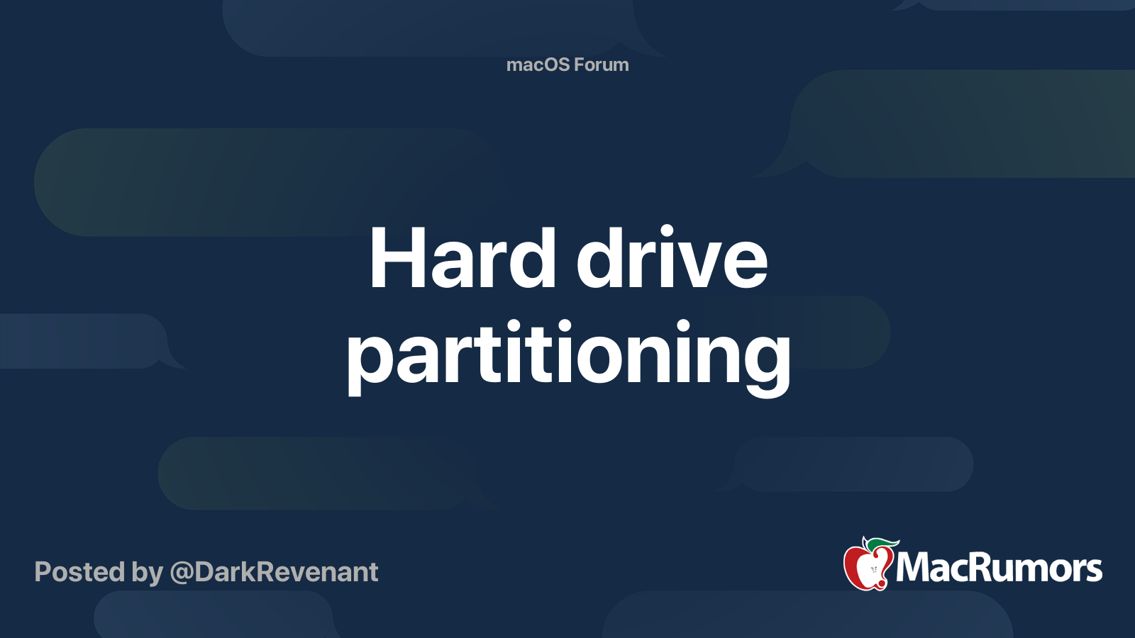 Hard drive partitioning | MacRumors Forums