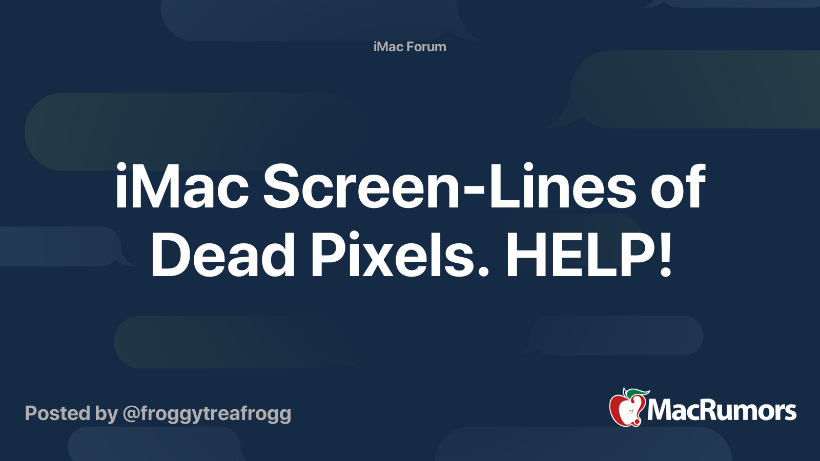 iMac Screen-Lines of Dead Pixels. HELP! | MacRumors Forums