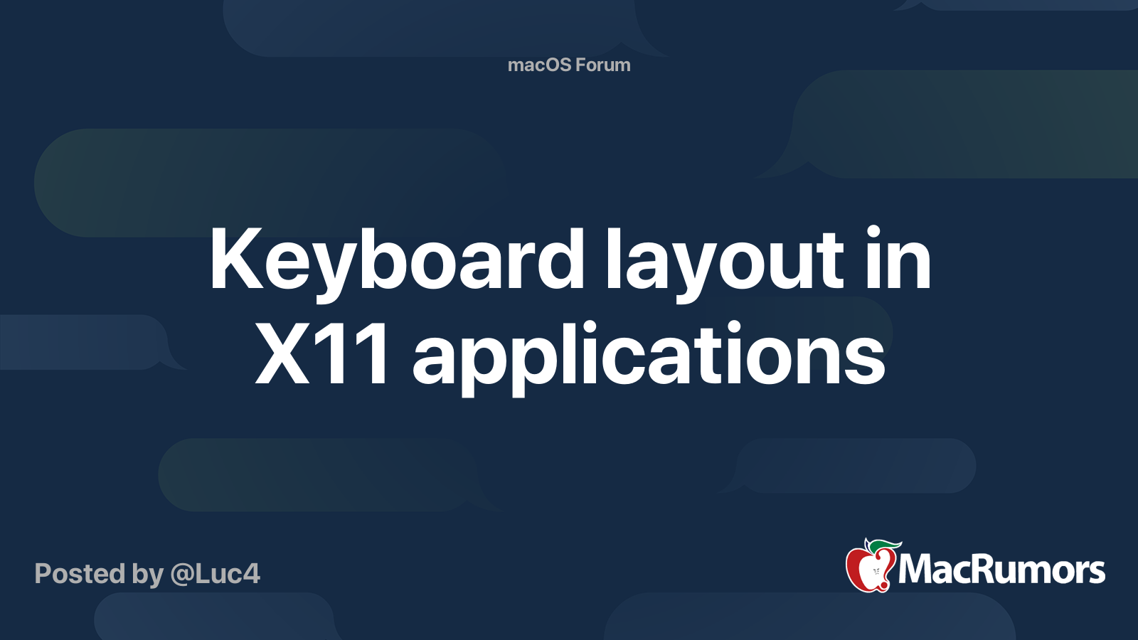 Keyboard layout in X11 applications | MacRumors Forums