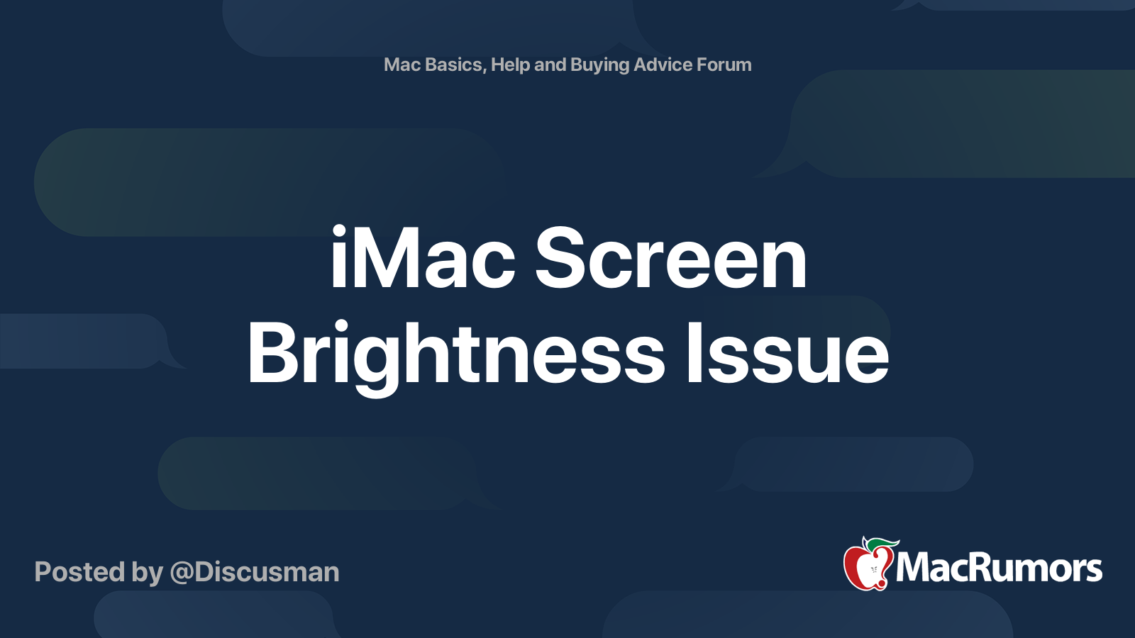 iMac Screen Brightness Issue | MacRumors Forums