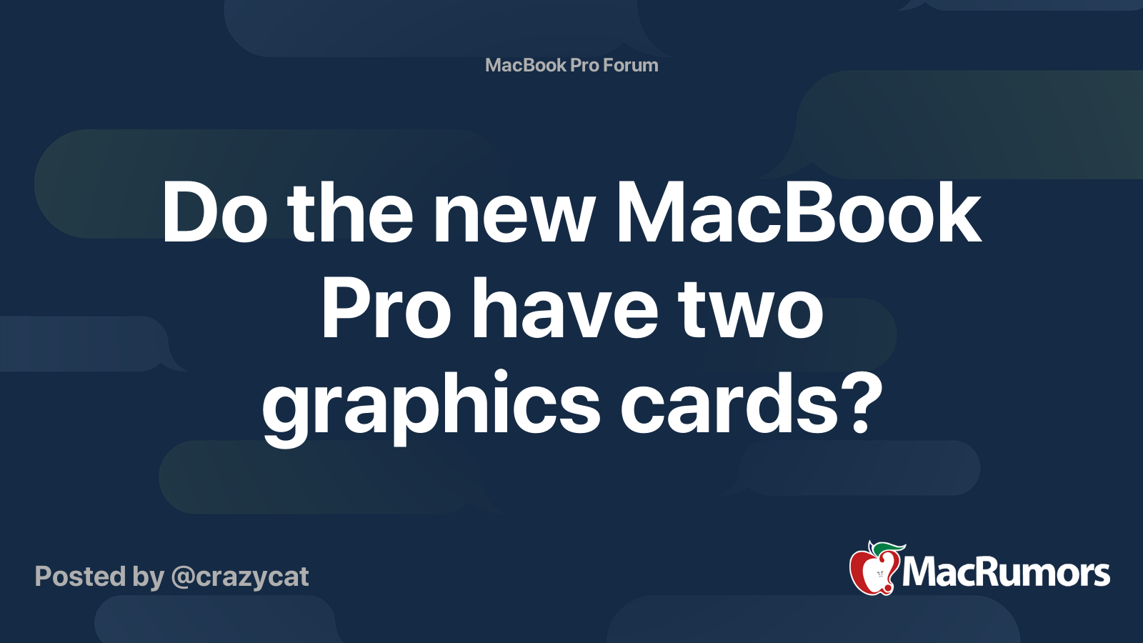 Do The New Macbook Pro Have Two Graphics Cards Macrumors Forums