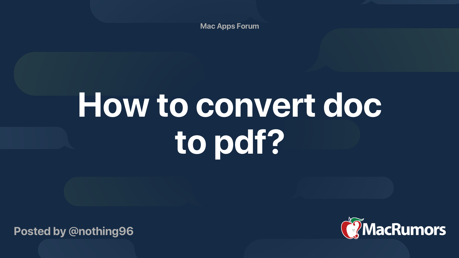 How to convert doc to pdf? | MacRumors Forums