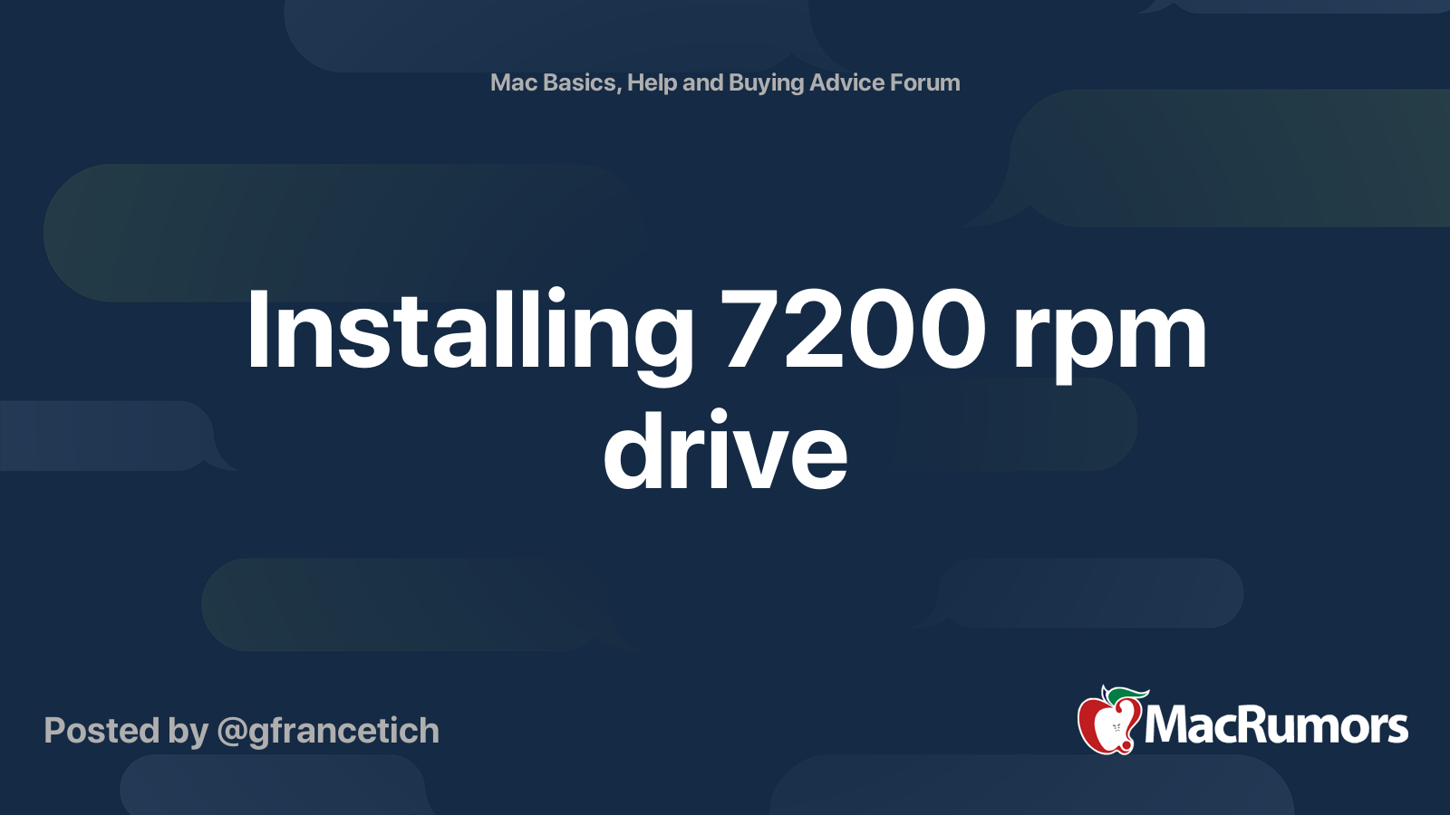 Installing 7200 rpm drive | MacRumors Forums