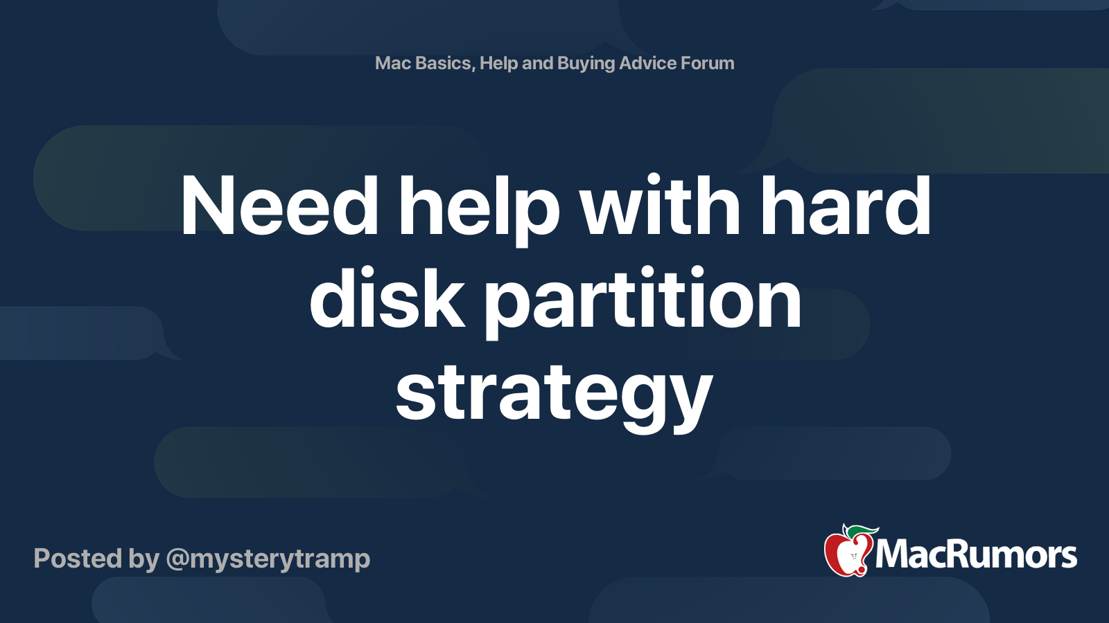 Need help with hard disk partition strategy | MacRumors Forums