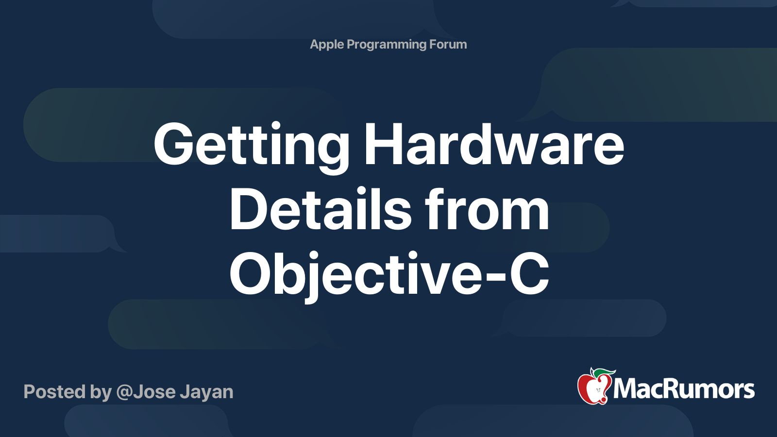 Getting Hardware Details from Objective-C | MacRumors Forums