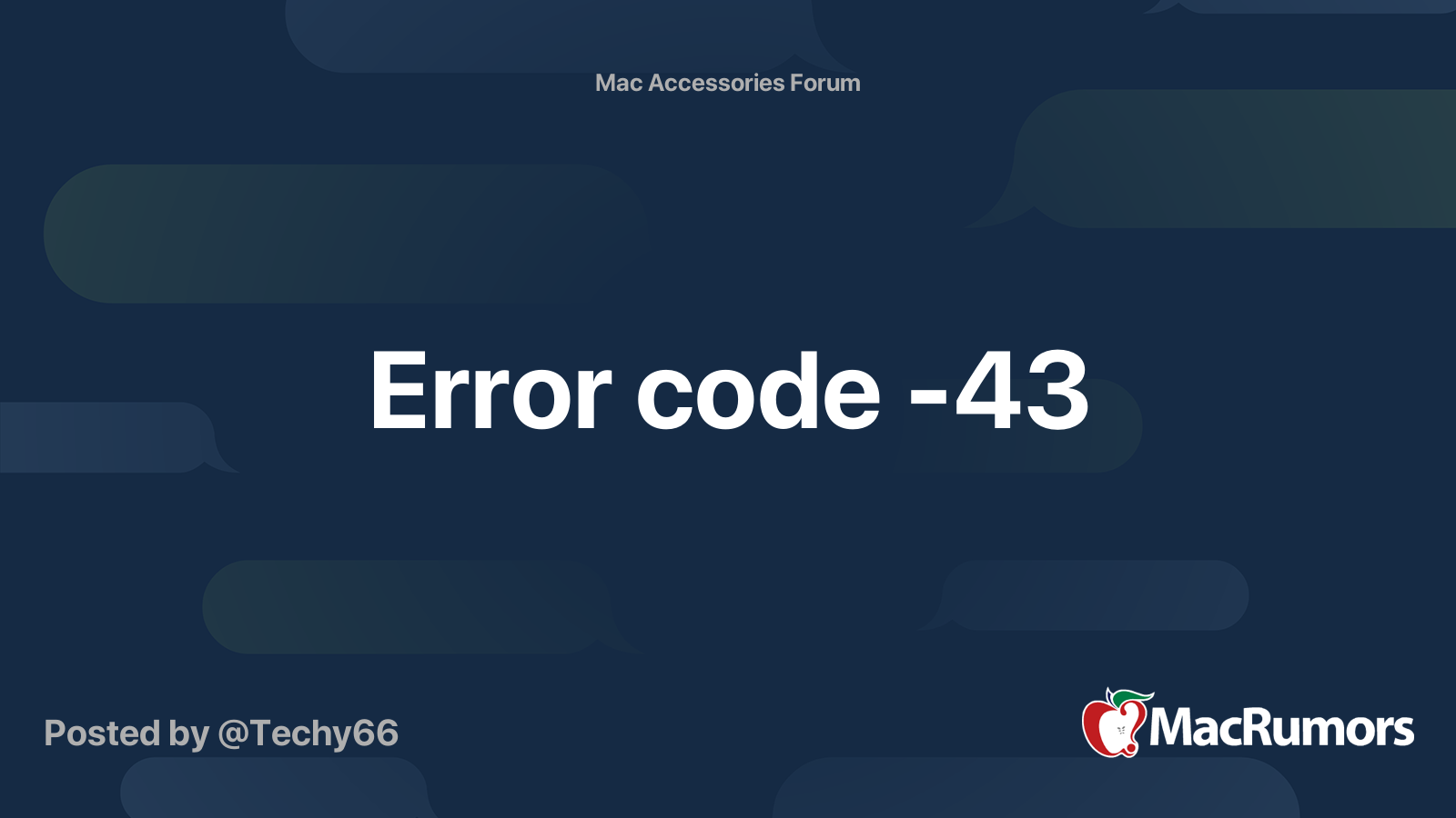 Error code -43 | MacRumors Forums