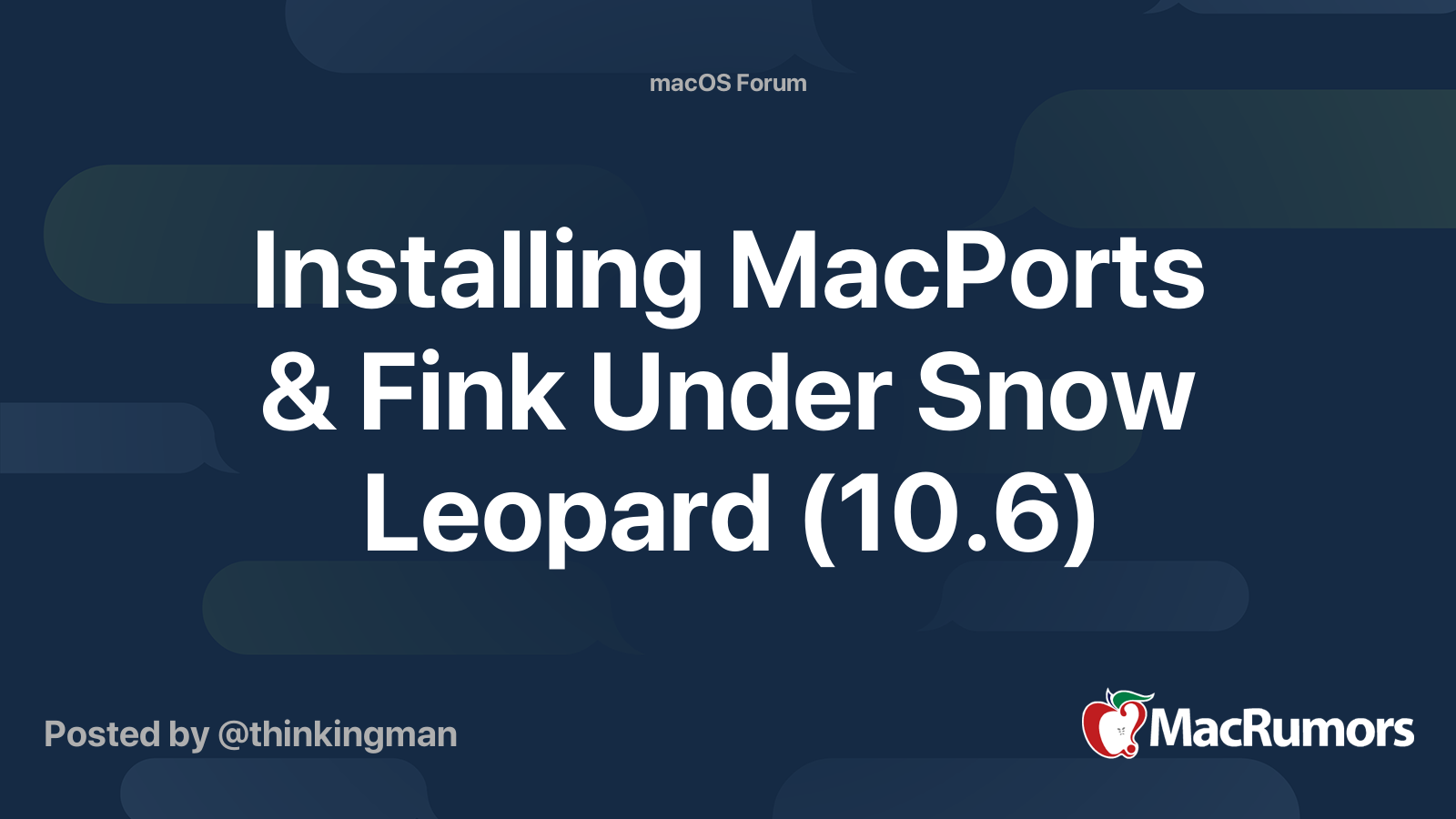 Installing MacPorts & Fink Under Snow Leopard (10.6) | MacRumors Forums