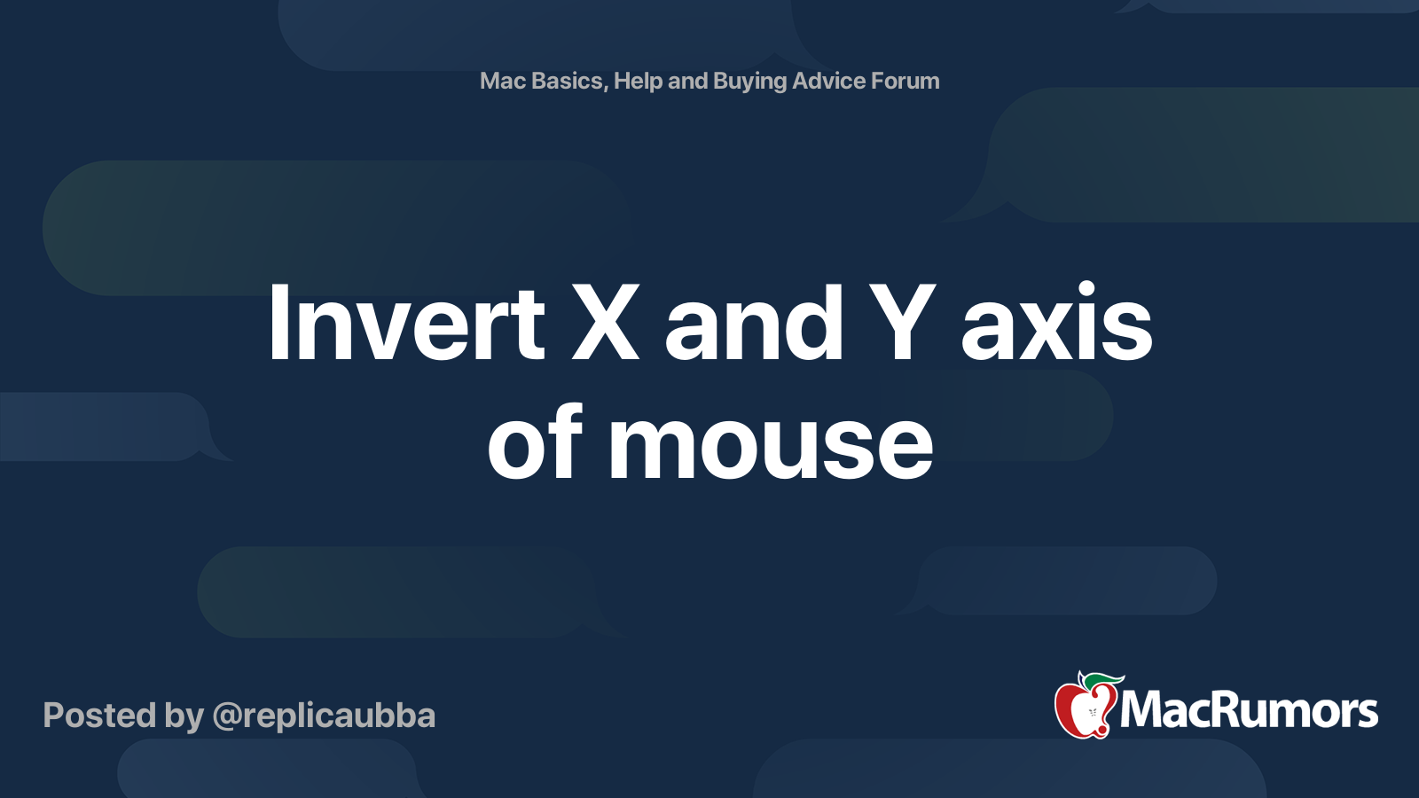 Invert X and Y axis of mouse | MacRumors Forums