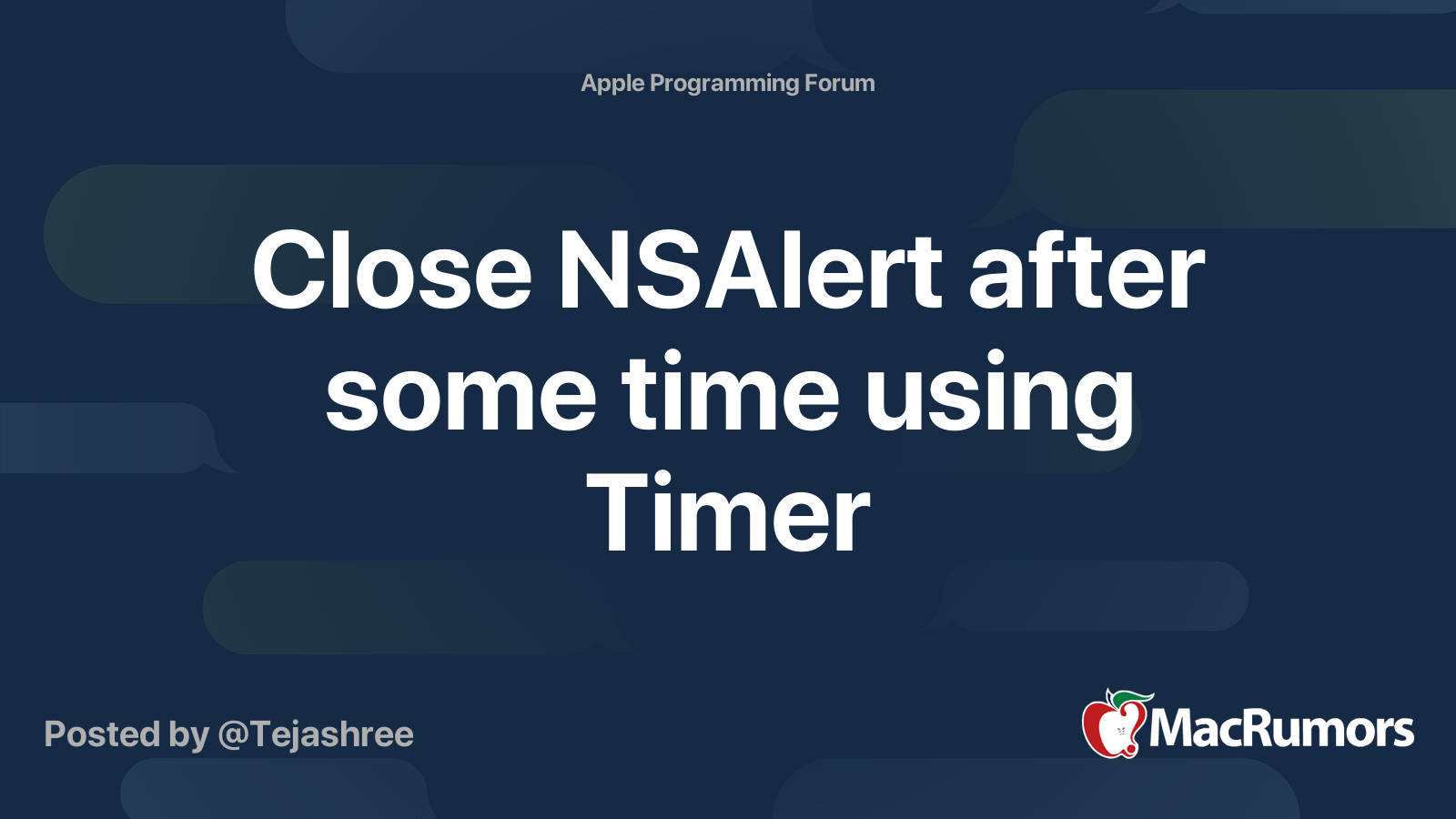 Close NSAlert after some time using Timer | MacRumors Forums