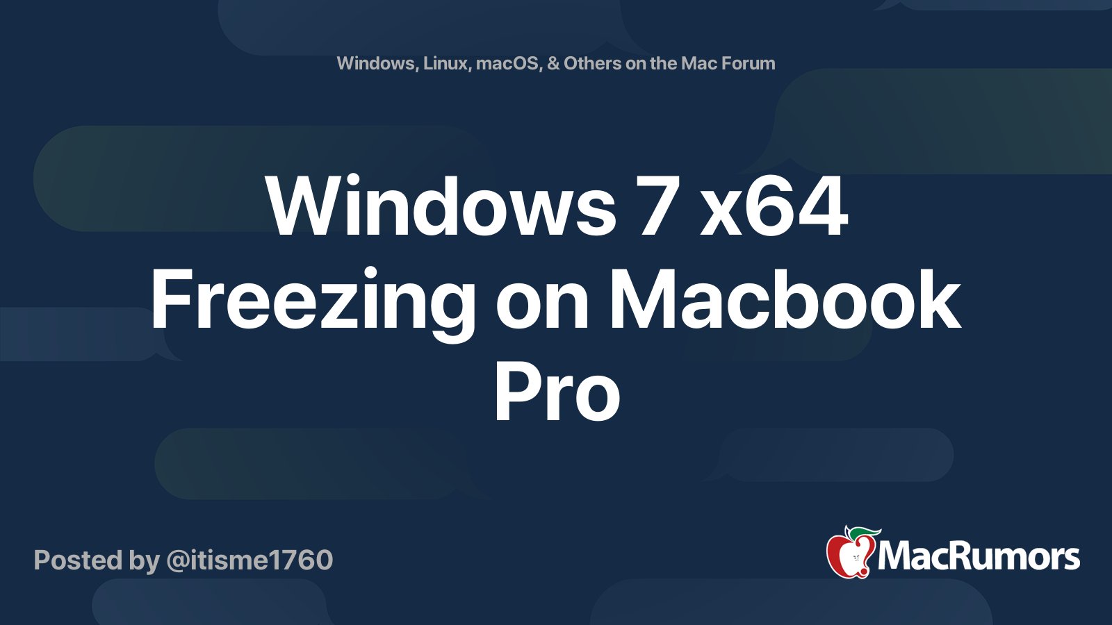 Windows 7 x64 Freezing on Macbook Pro | MacRumors Forums