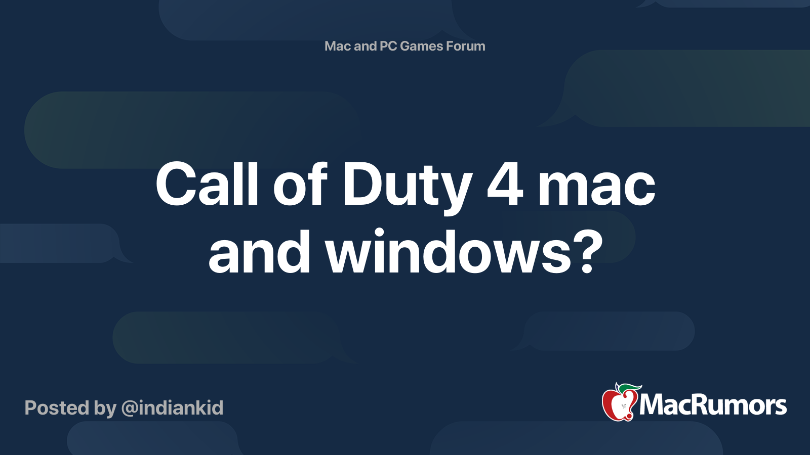 Call of Duty 4 mac and windows? | MacRumors Forums