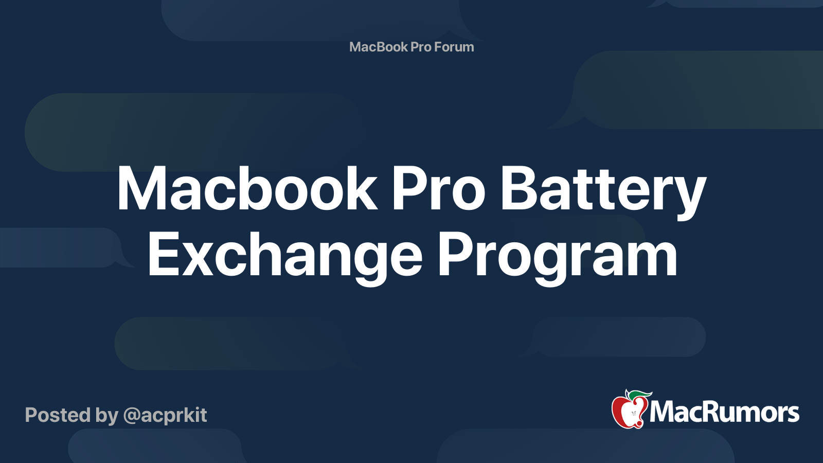 Macbook Pro Battery Exchange Program | MacRumors Forums