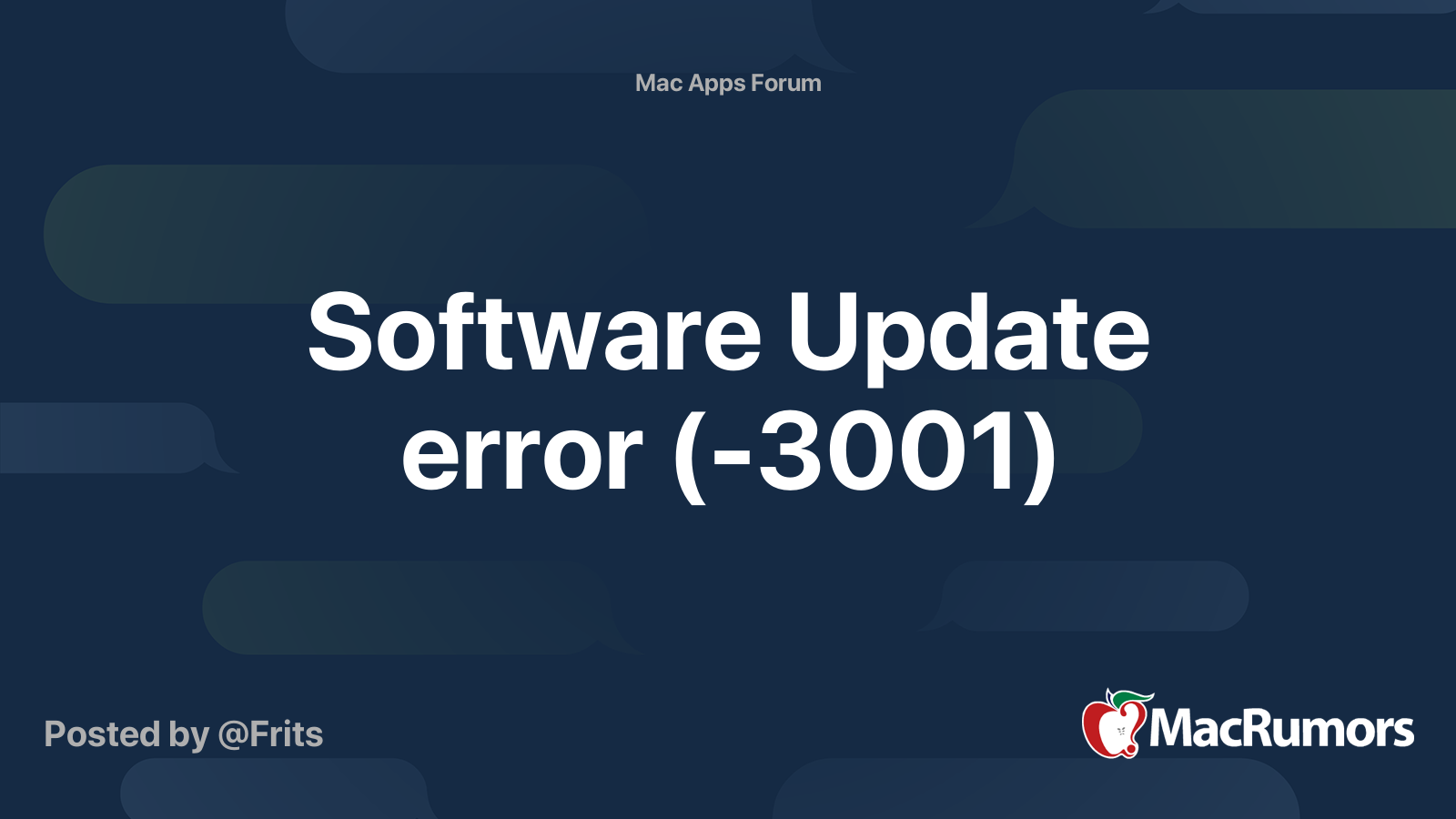 Software Update error (-3001) | MacRumors Forums