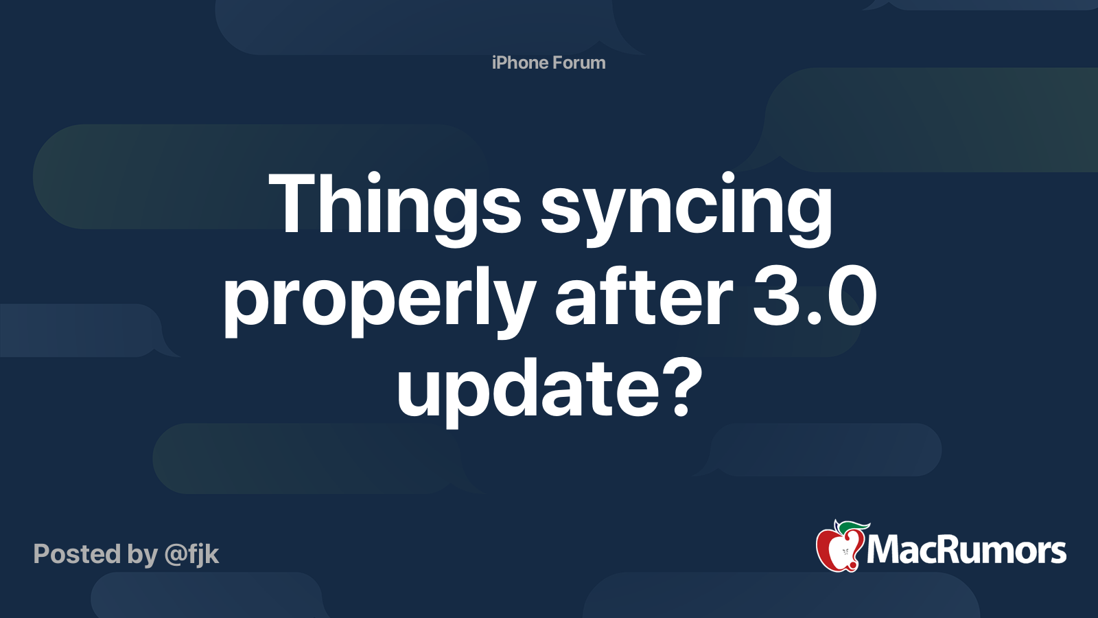 Things syncing properly after 3.0 update? | MacRumors Forums