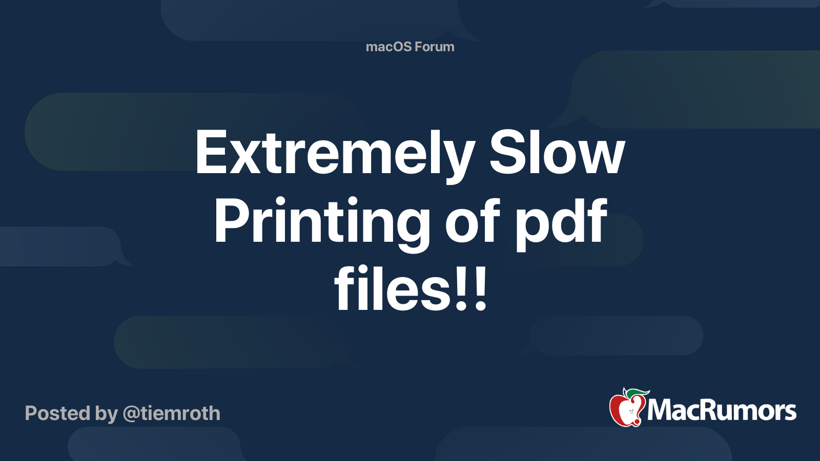 Extremely Slow Printing of pdf files!! | MacRumors Forums
